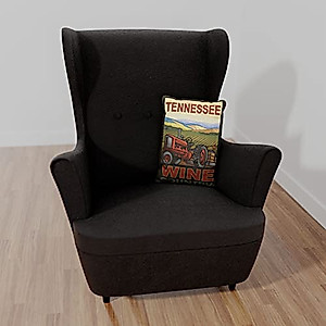 Tennessee Wine & Tractor Canvas Throw Pillow for Couch or Sofa at Home & Office from Travel Artwork by Artist Paul A. Lanquist 13" x 19".