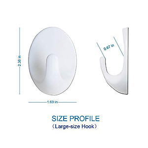 sunshine99 Adhesive Hooks，Damage-Free Hanging Wall Hook Large Utility Pothook Strong Waterproof Hanger for Robe, Coat, Towel, Keys, Bags, Home, Kitchen, Bathroom,Office (Large-Size)(6Pack White)