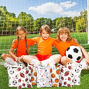 Pajean 100 Pcs Sport Party Favor Bags 10 x 7 Inch Football Goodie Bags Plastic Sport Birthday Gift Bags Soccer Baseball Candy Bags Basketball Treat Bags for Sport Football Basketball Party Stuffers