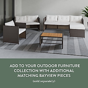 Edenbrook Bayview Rattan Patio Furniture - Mix and Match Outdoor Furniture, L-Shape Sofa Only, Brown Rattan/Cream