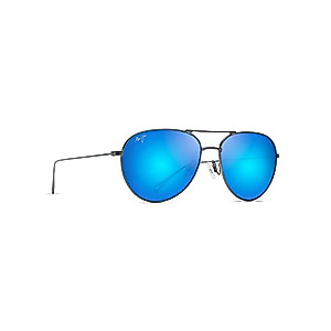 Maui Jim Men's and Women's Walaka Polarized Aviator Sunglasses, Dove Grey/Blue Hawaii, Medium