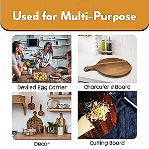 Mrs. M’s Floral Cart Deviled Egg Platter & Charcuterie Board - Made with Premium Quality Acacia Wood, Easy to Wash & Can be Used as a Cutting Board, Serving Platter, Egg Tray or Deviled Egg Carrier