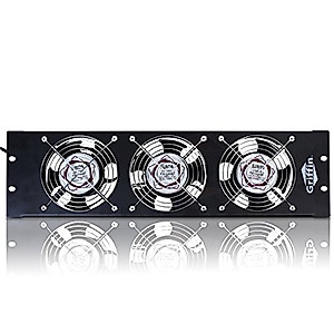 GRIFFIN Rackmount Cooling Fan | 3U Ultra-Quiet Triple Exhaust Fans, Keep Studio Audio Equipment Gear Cool | Rack Mount on Network IT System Server Rails | DJ PA AMP Temperature Control Panel Cabinet
