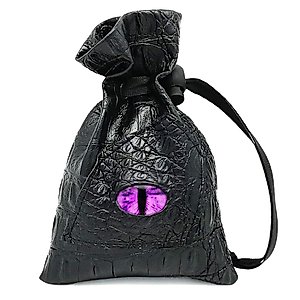 Haxtec Dragon Dice Bag Small Drawstring Leather DND Dice Pouch Storage Bag for D&D Dungeons and Dragons Gift, Coins and Accessories (Purple Eye) Patent Number D893867