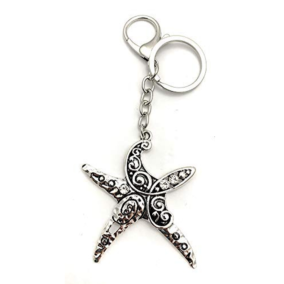 Smiling Wisdom - Starfish Story Appreciation Small Keepsake Card and Keychain Gift Set - You Make a Profound Difference - Ornate Swirl Keychain