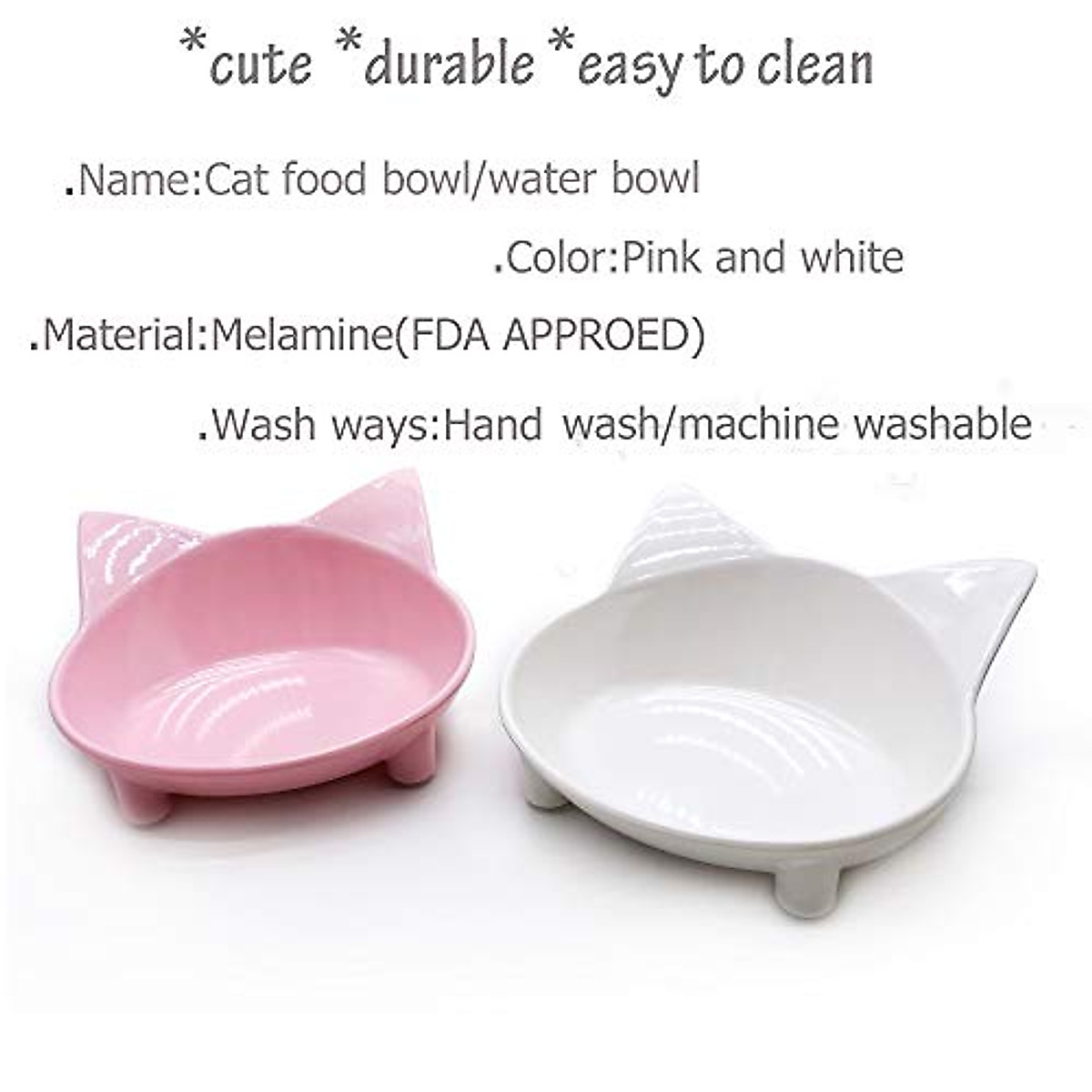 Cat Bowls,Shallow Cat Food Bowls, Double Wide Cat Dish Non Slip Cat Feeding Bowls for Relief of Whisker Fatigue Pet Food & Water Bowls Set of 2