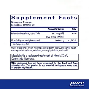Pure Encapsulations PureMelt B12 Folate | Dissolvable Lozenge with 1,000 mcg Vitamin B12 and Active Folate (as Metafolin L-5|MTHF) | 90 Lozenges
