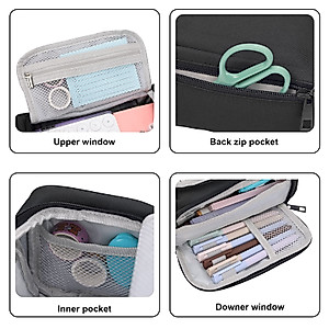 LABUK Pencil Case, Black Big Capacity Pencil Pouch, Stationery Bag School College Office Organizer for Teens Girls Men Women Adults Students Preppy