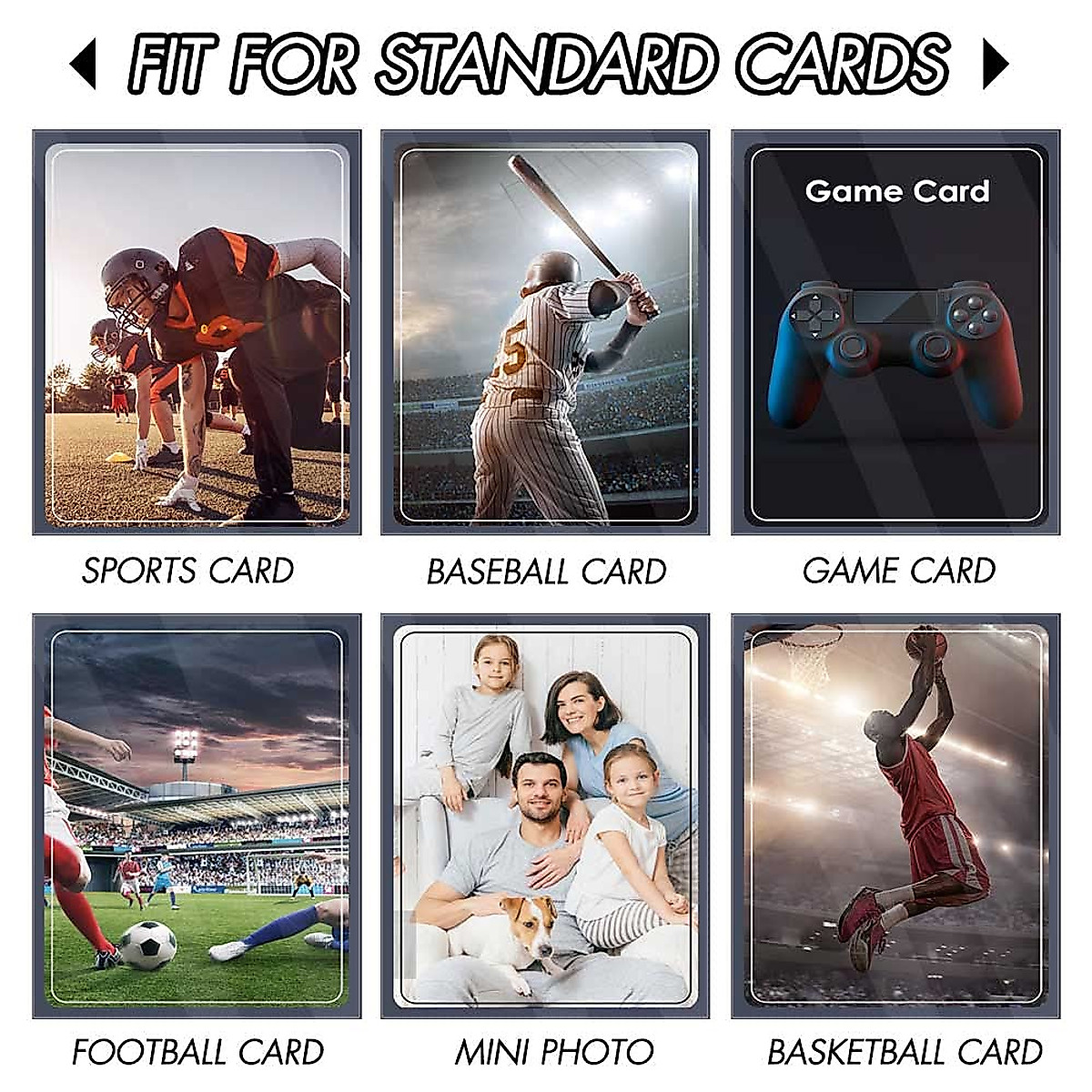 500 Pcs Black Card Sleeves Toploaders for Trading Card, Matte Card Sleeves Deck Card Protectors Compatible with Baseball Cards, Sports Cards, Game Card