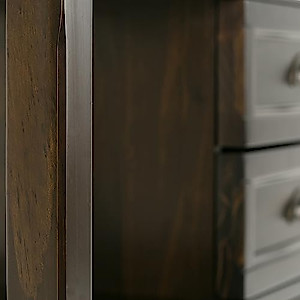 SIMPLIHOME Burlington SOLID WOOD 44 inch Wide Transitional Console Sofa Entryway Table in Mahogany Brown with Storage, 3 Drawers and 4 Shelves, for the Living Room, Entryway and Bedroom