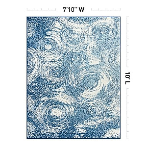 Rugshop Contemporary Distressed Circles Soft Area Rug 8' x 10' Blue