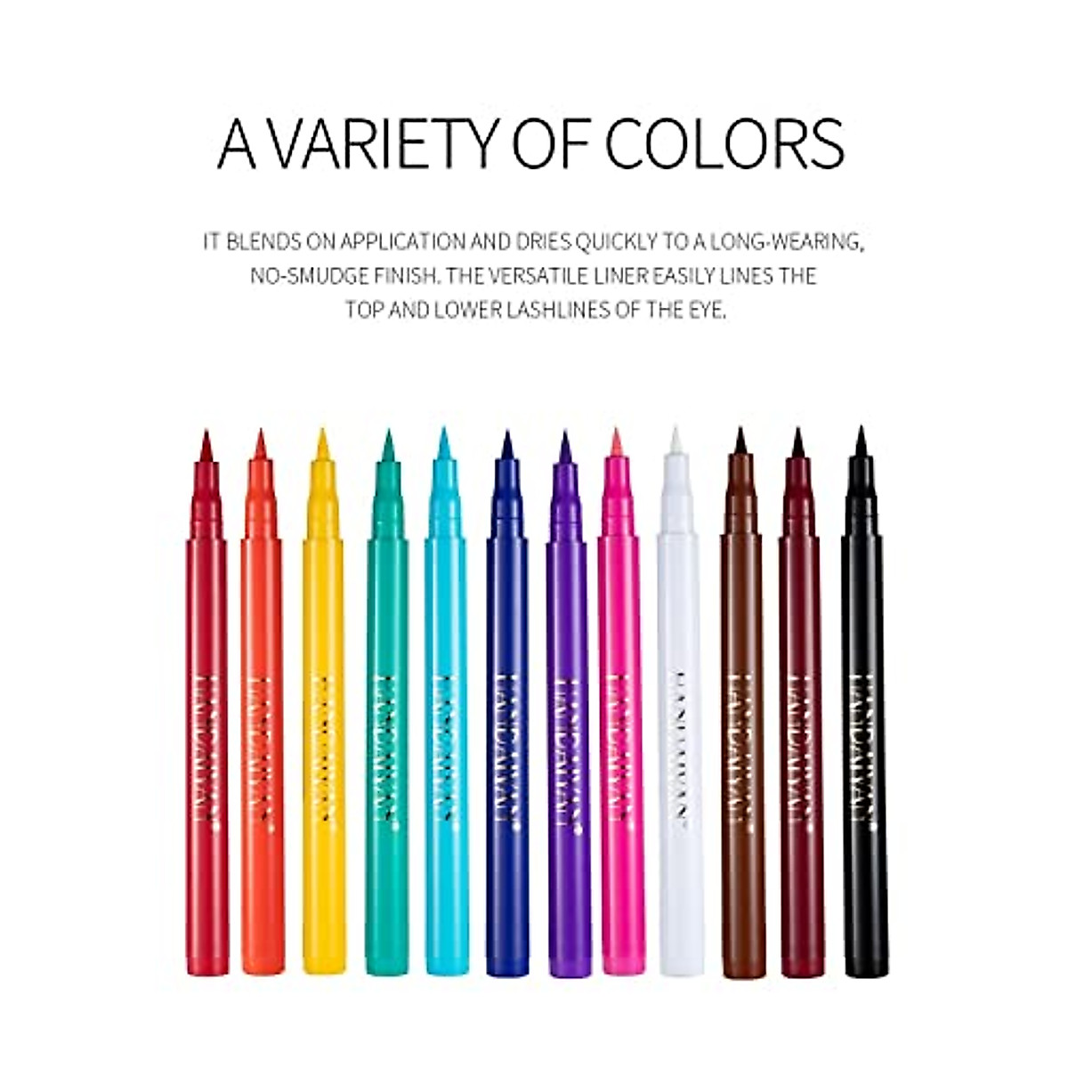 BestLand 12 Colors Matte Liquid Eyeliner Set Rainbow Colorful Neon Eyeliner Pencil Pigmented Waterproof Smudgeproof Long Lasting Gel Eye Liner Christmas Makeup Gift Kit for Women (Set E)