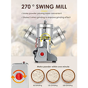 CGOLDENWALL 700g Electric Grain Grinder with Hand Crank Grinder