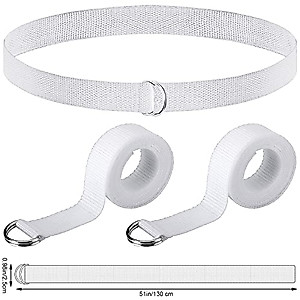 Seematn Web Football Belt 52 Inches Long Belt D Ring Belts for Men Women Youth Boys Kids Girls Football Flag (White,8 Pcs)
