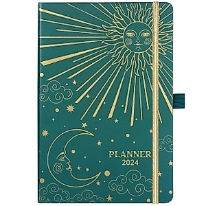 Planner 2024 - Weekly Monthly Planner 2024, 2024 Calendar Planner from January 2024 - December 2024, 5.75" x 8.4", Planner 2024 with Inner Pocket, Pen Holder, Elastic Closure