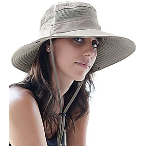 GearTOP Wide Brim Sun Hat for Womens and Mens Sun Hats - UV Protection Fishing Hat Safari Hat for Hiking Gardening & Beach Beige