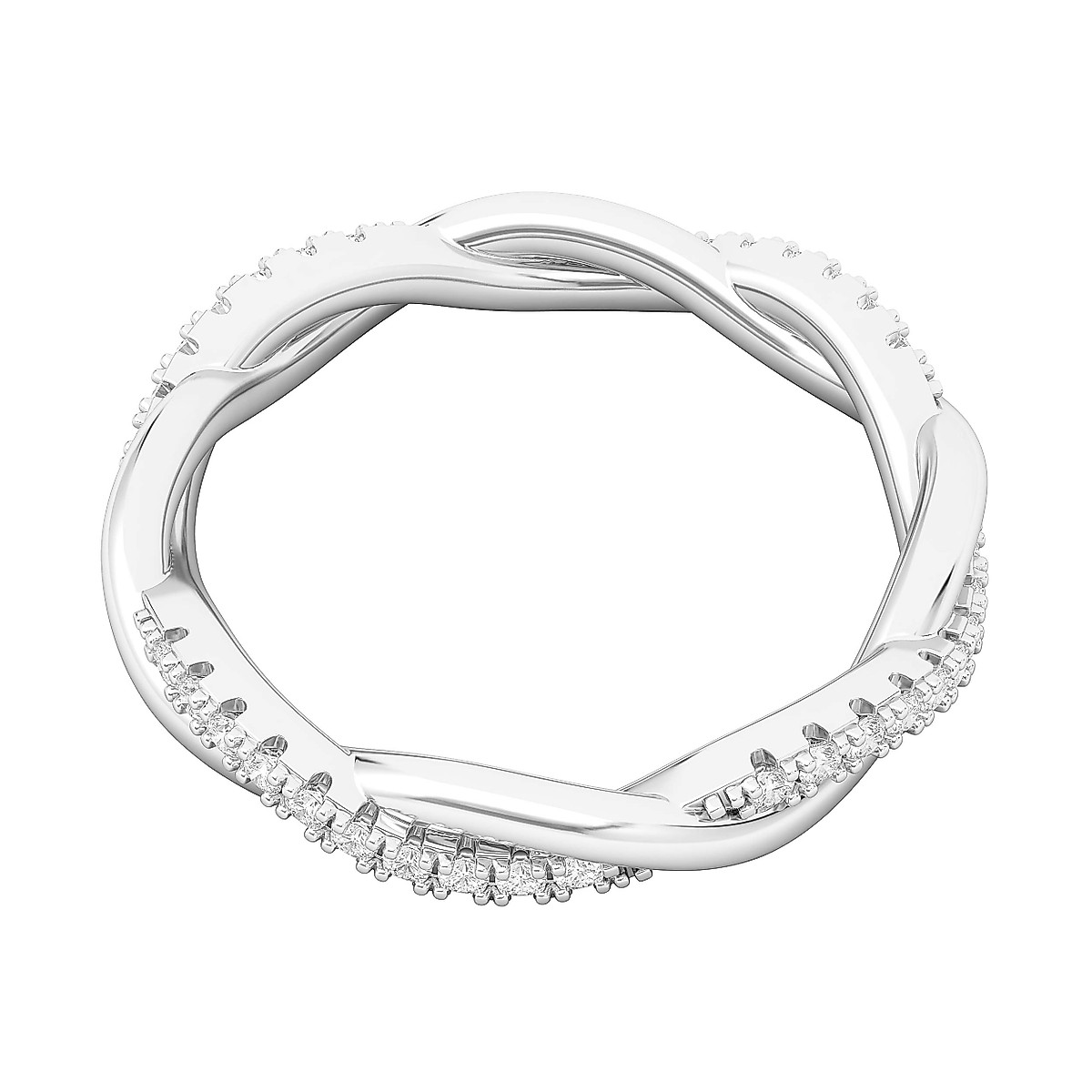 Sterling Silver Petite Twist Full Eternity Ring Genuine Moissanite Interwind Wedding Band Matching Ring (8.5)
