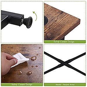 Lucky Shop L-Shaped Desk 47" Corner Computer Desk, Gaming Table with Sturdy X Leg, Adjustable Wood PC Desk, Modern Ergonomic Racing Style Study Desk Workstation, Space-Saving for Home Office, Brown