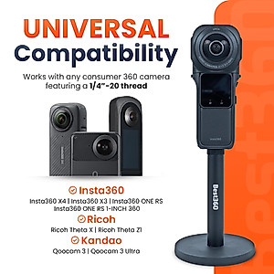 Best360 Black Rubber Coated 88MM Circular Magnetic Camera Mount and 10CM Aluminium Spacer, Compatible with Insta360 X4/X3/ONE X2/ONE RS/ONE RS-1 INCH/GoPro/AcePro, Car 360 Action Camera Mount