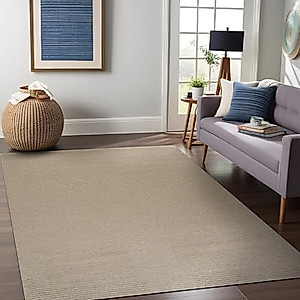 Beverly Rug Non-Slip Modern Rug 8x10 Solid Traditional Rubber Backing Machine Washable Soft Thin Indoor Area Rugs for Living Room Stain Resistant Non Shedding Casual Carpet (8 x 10 Beige)