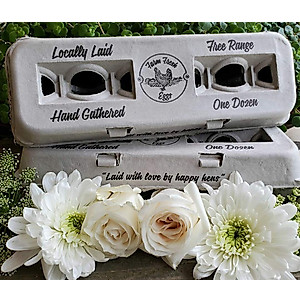 25 Egg Cartons – Adorable Vintage Design for your Farm Fresh Eggs, 100% Recycled Paper Cardboard, Sturdy & Reusable, Holds Small to XL Chicken Eggs