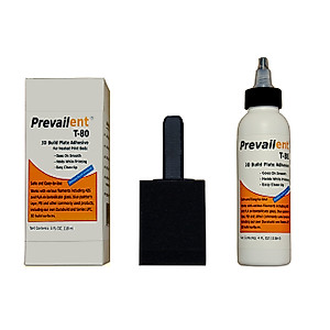 Prevailent T-80, 3D Printer Bed Adhesive Glue - Helps Prevent Warping, Strong Hold and Easy Release with Various Build Plates and Filament Types Including PLA, ABS, TPU, and PETG, 4 fl oz. (118ml)