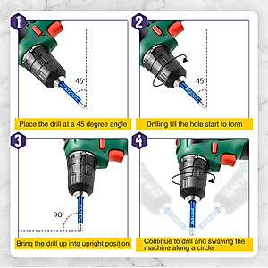 5 Pcs Dry Diamond Drill Bits Set, Glass Ceramic Marble Tile Drill Bits, Not for Wood, 1/4, 5/16, 3/8, 1/2 Inch Round Shank