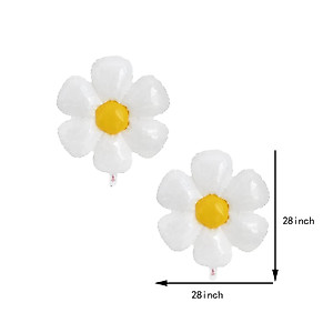 10 Pieces Daisy Mylar Balloons White Daisy Foil Balloons Decorations for Daisy Party, Birthday, Baby Shower, Wedding Decorations Supplies