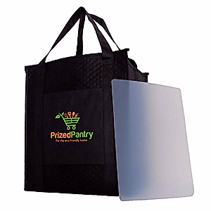 Prized Pantry 2 Pack Insulated Reusable Grocery Bags, X-Large Heavy Duty Cooler Tote Bags, Premium Insulation, Bottom Support, Wrap-Around Handles, Front Pocket, Zipper, No Leak, Keeps Food Hot/Cold