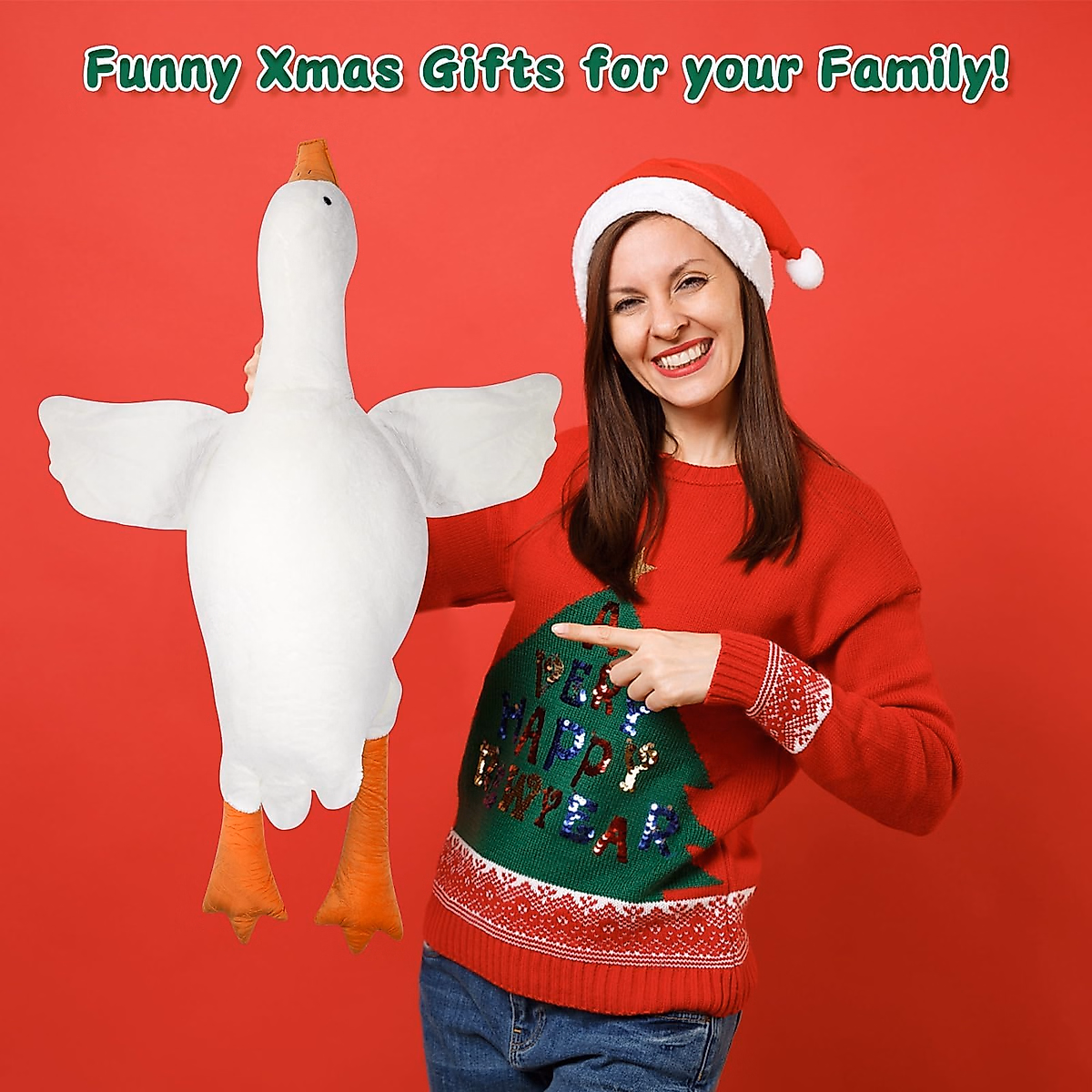 HPOSAN Goose Stuffed Animal Toy Cute Giant White Goose Stuffed Animal Duck Plush Super Soft Hugging (A:19.5 inch)