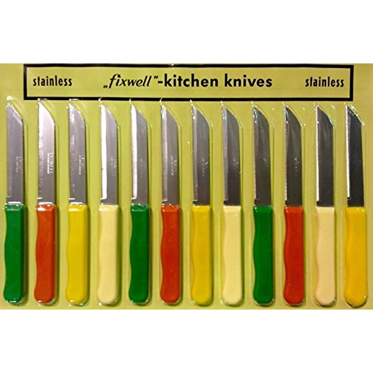 Fixwell Stainless Steel Multi Purpose Knives, 12 pcs, RED GREEN