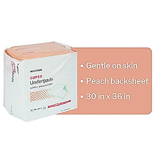 McKesson Super Underpads, Incontinence, Moderate Absorbency, 30 in x 36 in, 100 Count
