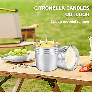 2 Pack Citronella Candles, 3 Wicks 17oz Citronella Candle Outdoor for Home Patio, 160h Long Lasting, Garden Balcony Camping BBQ, Decorative Travel Tin, Natural Soy Wax Jar Candles
