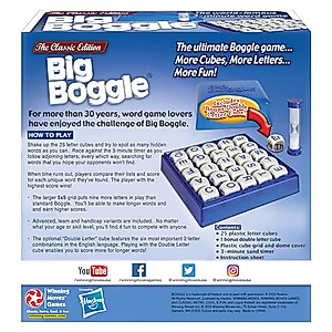 Big Boggle with 5x5 Grid and 25 Letter Cubes by Winning Moves Games USA, Thought Provoking Word Game Bigger Than the Original, for 2 or More Players, Ages 8+ (1147)