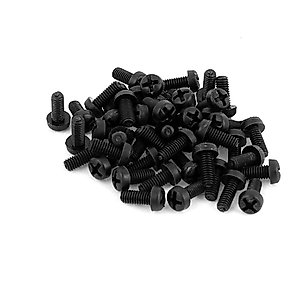 M2.5 x 6mm Nylon Phillips Cross Pan Head Machine Screws Black 100 PCS