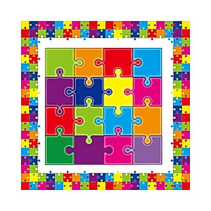 G1ngtar 70Pcs Puzzle Pieces Cutouts Christian Bulletin Board Decoration Set Welcome Back to School Jigsaw Puzzle Straight Border Trim Religious Supplies Sunday School Decors for Classroom Kindergarten