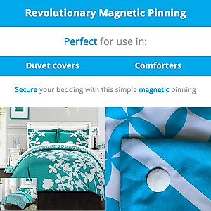 PinionPins Replacement Cloth Magnetic Duvet Clips, Pack of 8, Comforter Fasteners, Safe Locking, and Holds up to 10lbs. Magnetic Key to Unfasten Pins is NOT Included.