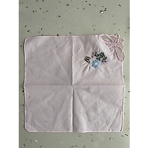 FTSUCQ Womens Vintage Floral Wedding Party Cotton Handkerchiefs, Embroidered with Lace (Lace Handkies-12PCS)