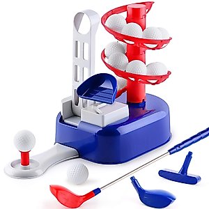 iPlay, iLearn Kids Golf Toys Set W/Left & Right Club Head, Indoor Outdoor Sport Toy, Training Golf Balls & Club Equipment, Active Exercise Gifts for 3 4 5 6 7 8 Year Olds Boys Toddler Child Girls