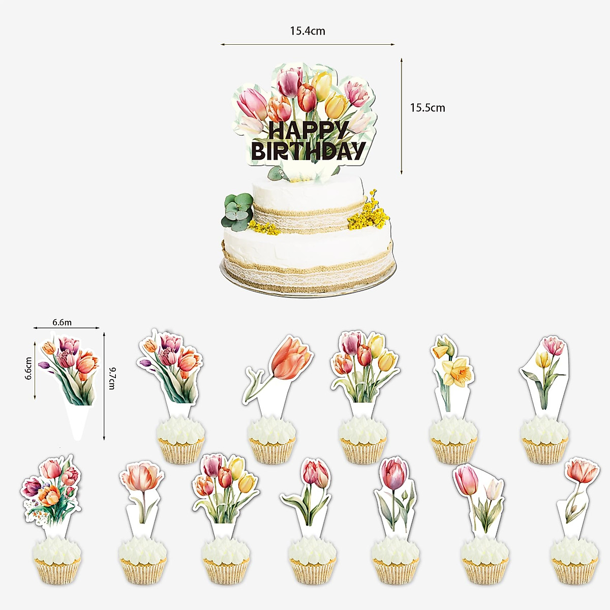 Tulip Party Decorations Tulip Flower Birthday Party Supplies Includes Tulip Birthday Banner Cake Topper Cupcake Toppers Balloons for Tulip Birthday Party Bridal Shower Baby Shower Decor