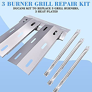 Hipoilk Grill Replacement Parts for Ducane 30400040 Parts, Repair Kit for Ducane Gas Barbecue Grill 3100, 3200, 3400 Replacement Burner Tube Heat Plate Shield DUCHD1, 30500048, 30500602, DUCHP1