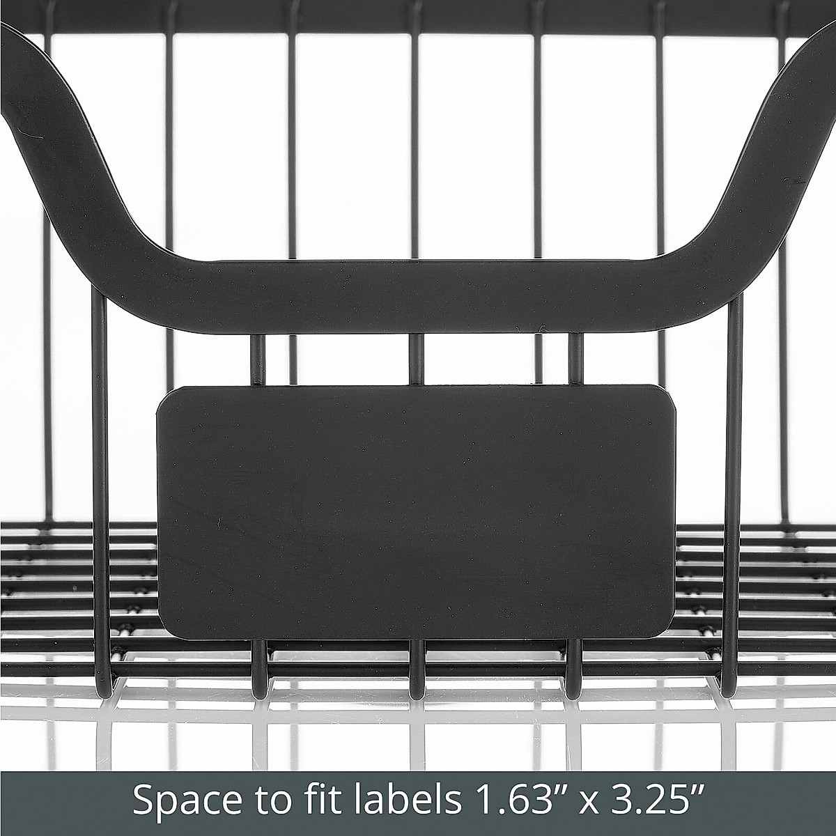 mDesign Wire Under Shelf Organizer for Cabinet - Sliding Basket for Under Cabinet Shelf - Hanging Organizer Rack for Kitchen and Pantry with Label Space - Carson Collection - 2 Pack - Matte Black