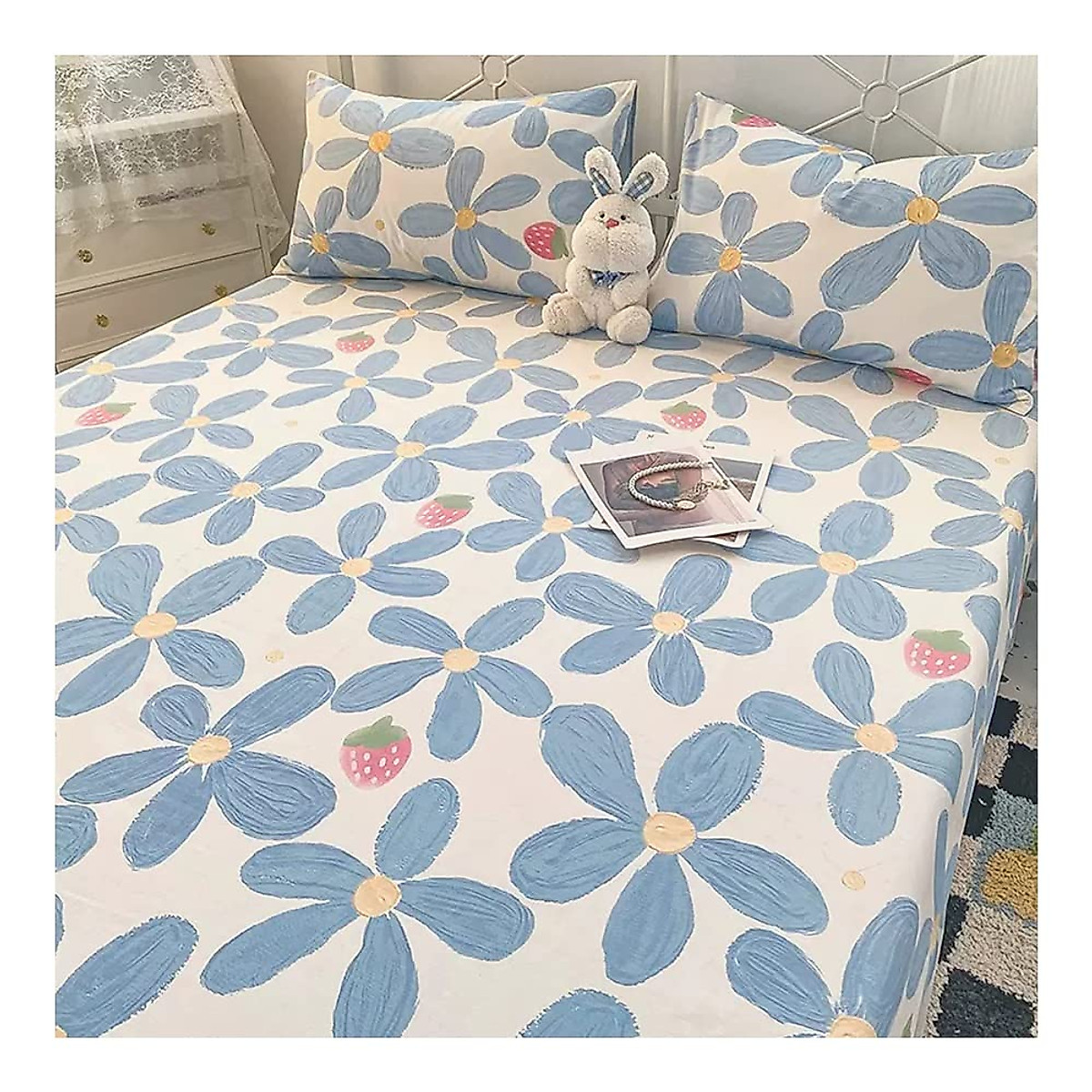 GXFWJD Soft 100% Cotton Super King Size Fitted Sheets,Soft & Comfortable Fabric Bedding,Extra Deep Pocket Up to 8 in(20cm) (Color : L, Size : 180cmx200cm)