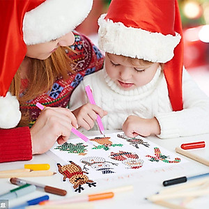 eZAKKA 12Pcs Christmas Stickers Kits，5D DIY Kits Sticker Painting by Numbers Full Round Drill Art Craft，Easy to DIY Creative Craft by Numbers Kits for Kids and Adult