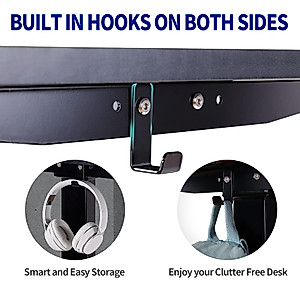 UNICOO - Dual Motor Electric Height Adjustable Standing Desk 59"x29.5" Inches, Home Office Computer Desk, Gaming Desk, with USB Charging and Hooks (Black Frame/Black Top) XOT-D59-BB