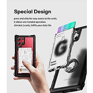 GOOSPERY Z Bumper Designed for Galaxy S22 Ultra Case, Shock Absorbing Dual Layer Structure TPU Edge Clear Back Cover with Detachable Clear Card Holder Stick On Phone Wallet