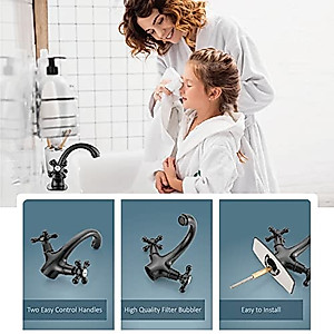 Aolemi Bathroom Sink Faucet Oil Rubbed Bronze Single Hole Double Handle Cross Knobs Vanity Sink Basin Mixer Tap and Pop Up Drain with Overflow