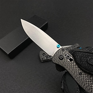 HUAAO EDC Bugout Knife, Axis Lock Knife with 8Cr13MoV Blade, Carbon Fiber Handle, Folding Pocket Knife with Belt Clip for Camping