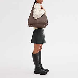 COACH Polished Pebble Leather Lana Shoulder Bag, Dark Stone