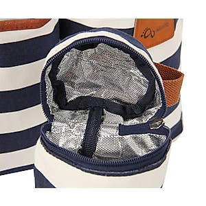 Designer Canvas Stylish Diaper Bag - With 2 Bonus Items: Changing Pad + Bottle Holder